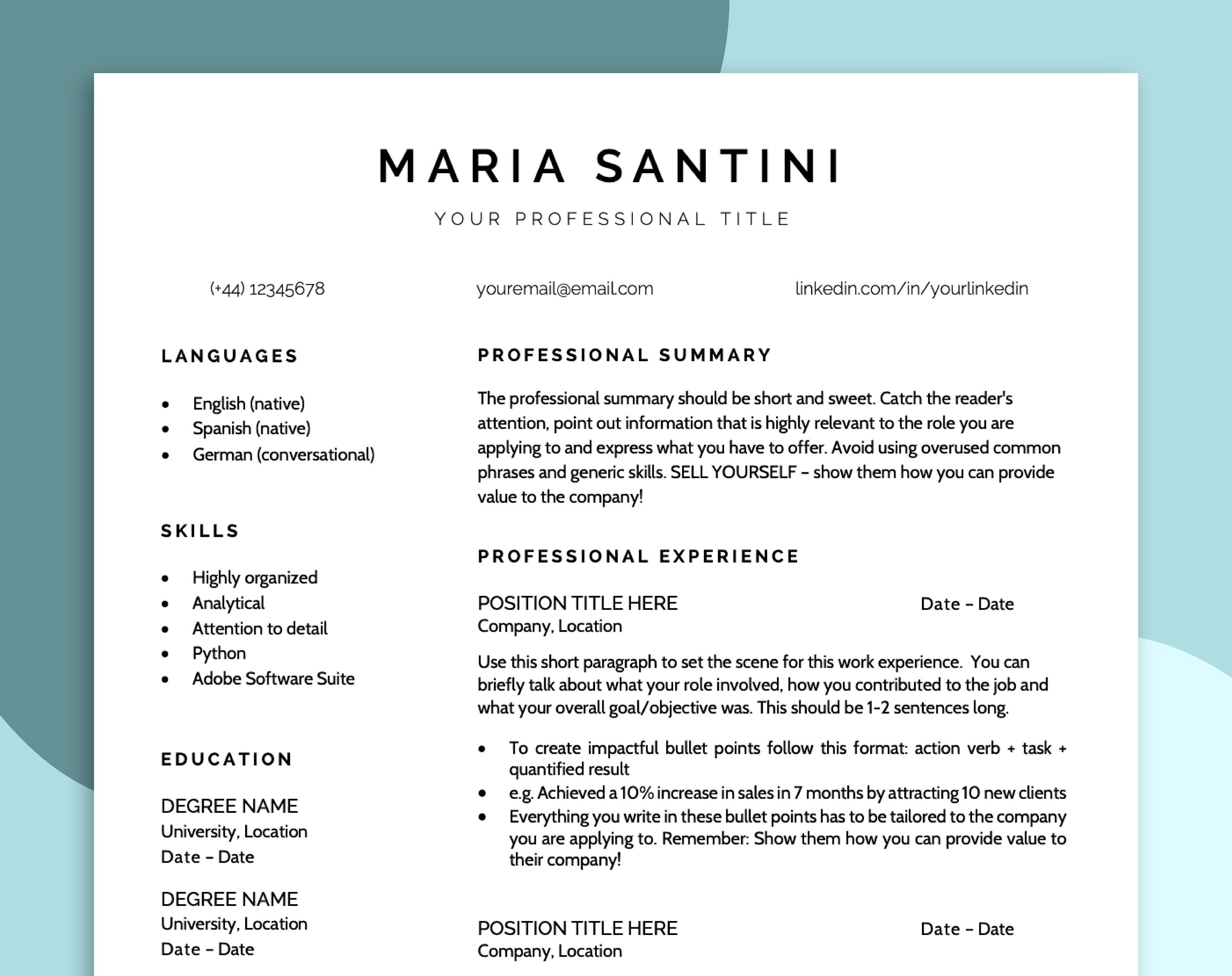 Professional Resume Template Stand Out With This Clean CV Template FREE ...