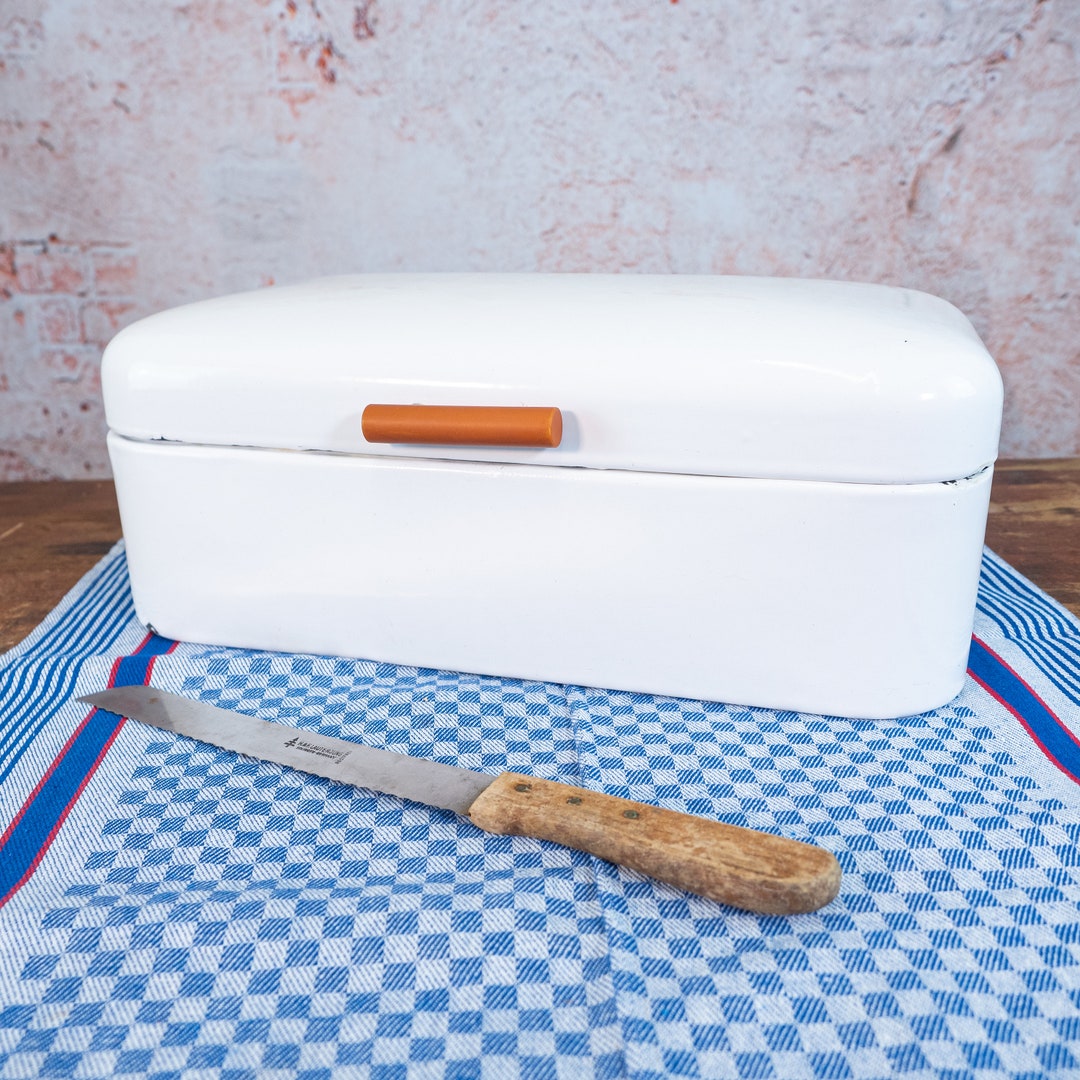 Vintage Enamel Bread Box White - Etsy