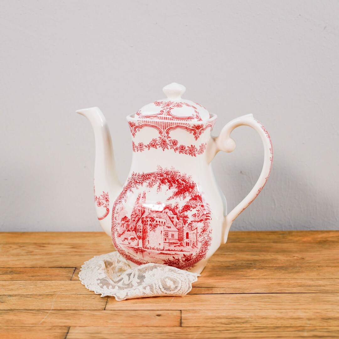 English Coffee Pot With Castle Motifs - Etsy