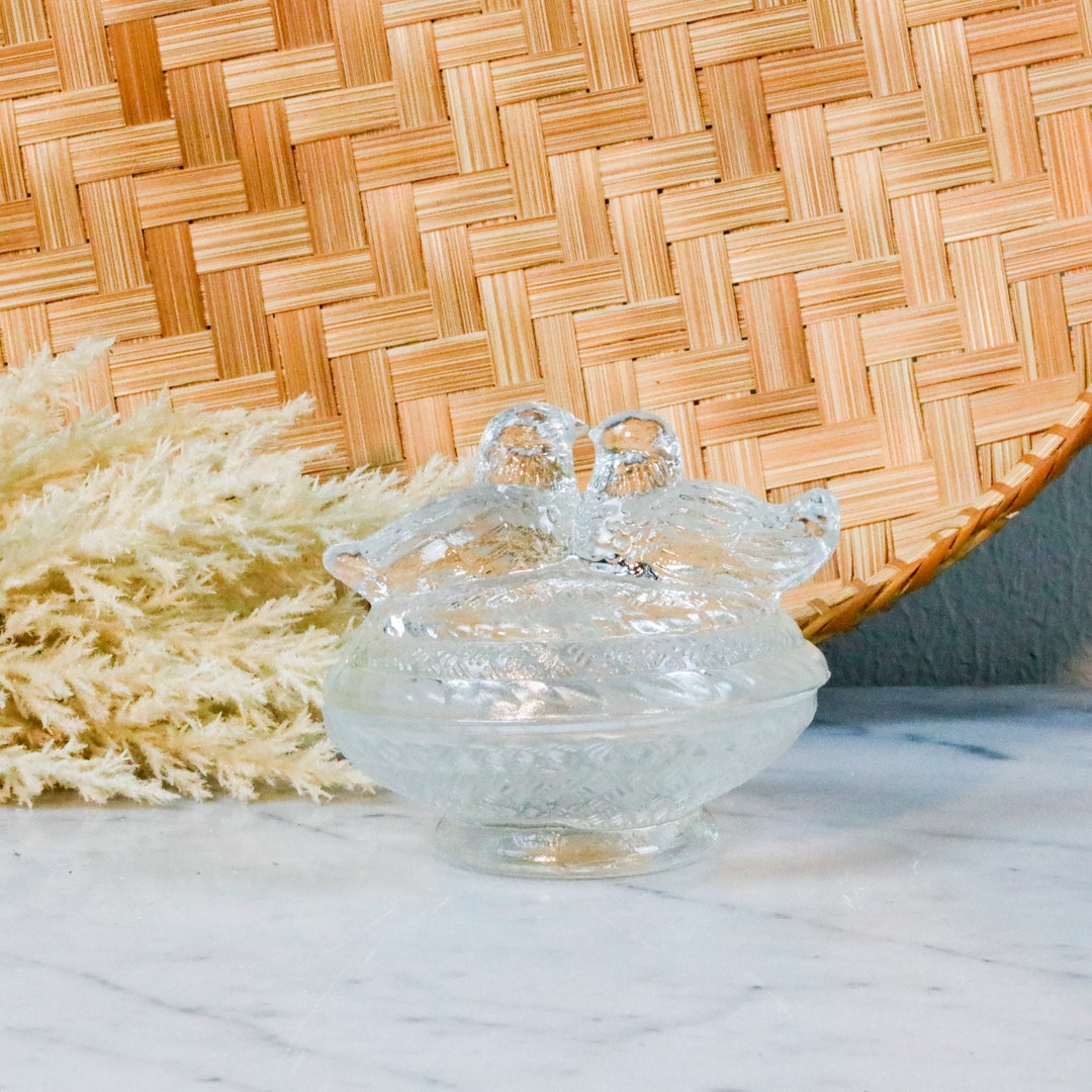 Kissing Doves, Glass Jar, Pressed Glass - Etsy