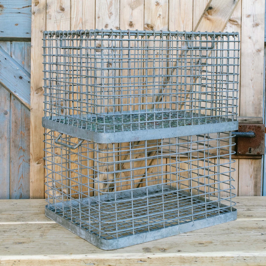 Loft Industrial Metal Basket I Wire Basket I Wood Basket, Newspaper ...