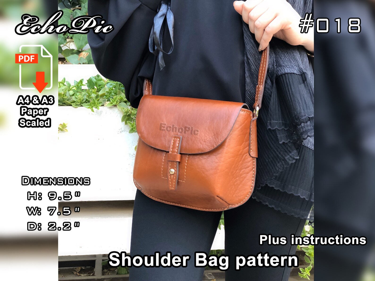 Women's Leather Shoulder Bag Template - Printable Scaled Files (pdf ...