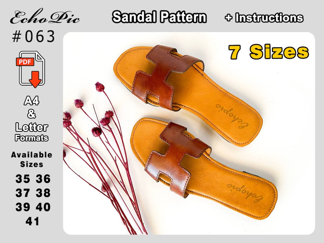 Sandal Pattern 7 Sizes - Letter & A4 (PDF) + Instructions - Slipper ...