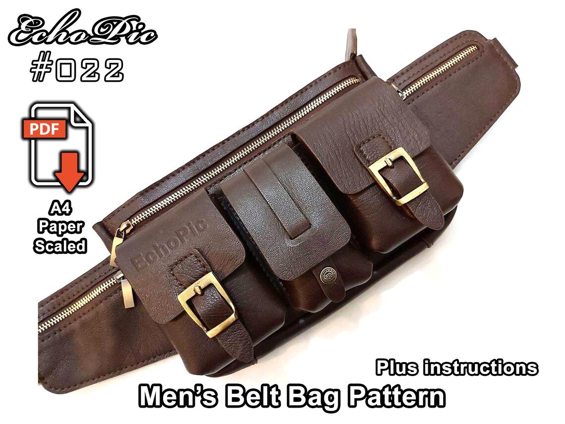 Leather Belt Bag Template - Printable Scaled Files (pdf) - Bag Pattern ...