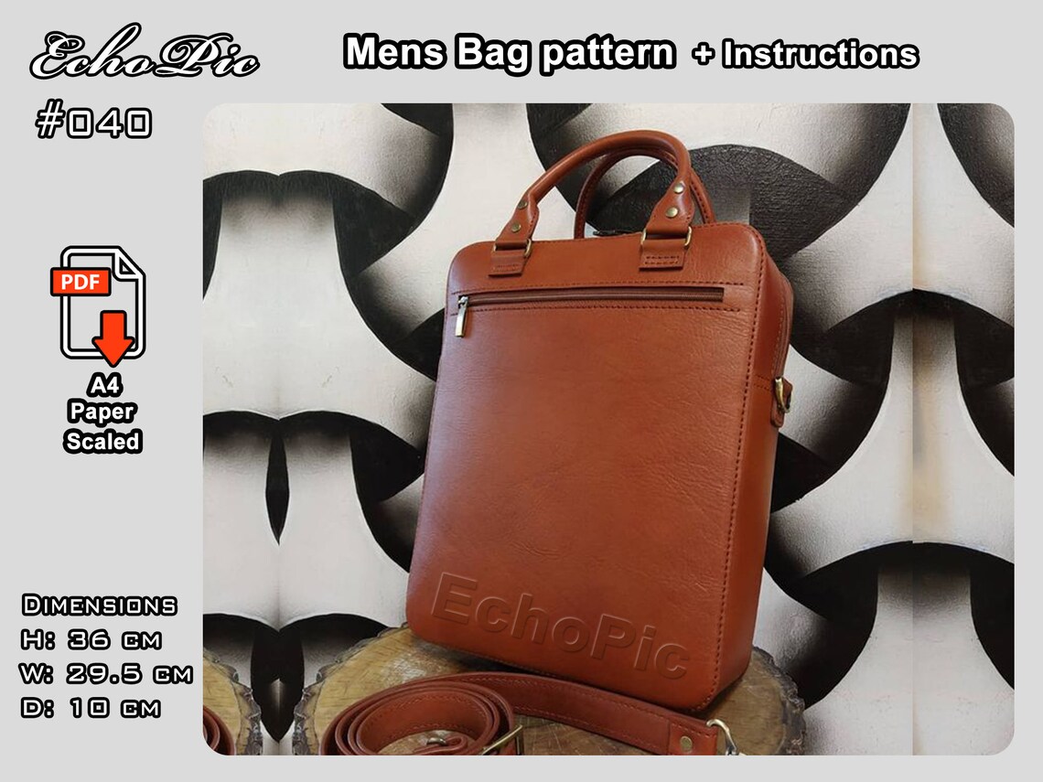 Leather Man's Bag Template Printable Scaled Files pdf | Etsy