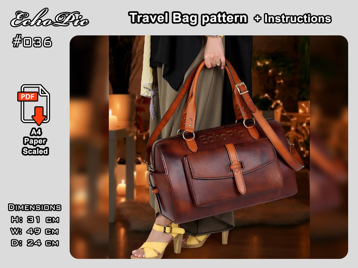 Leather Travel Bag Template Printable Scaled Files pdf - Etsy