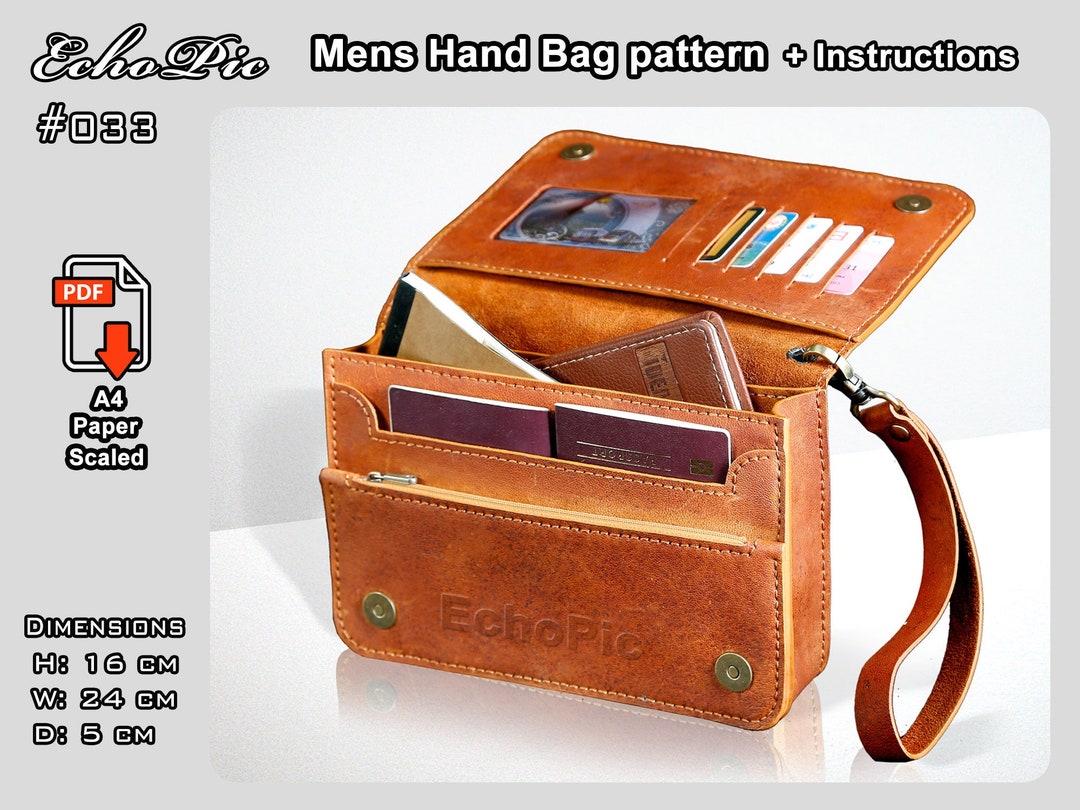 Leather Men's Handbag Pattern-a4 & Letter (pdf) 033 - Clutch Bag ...