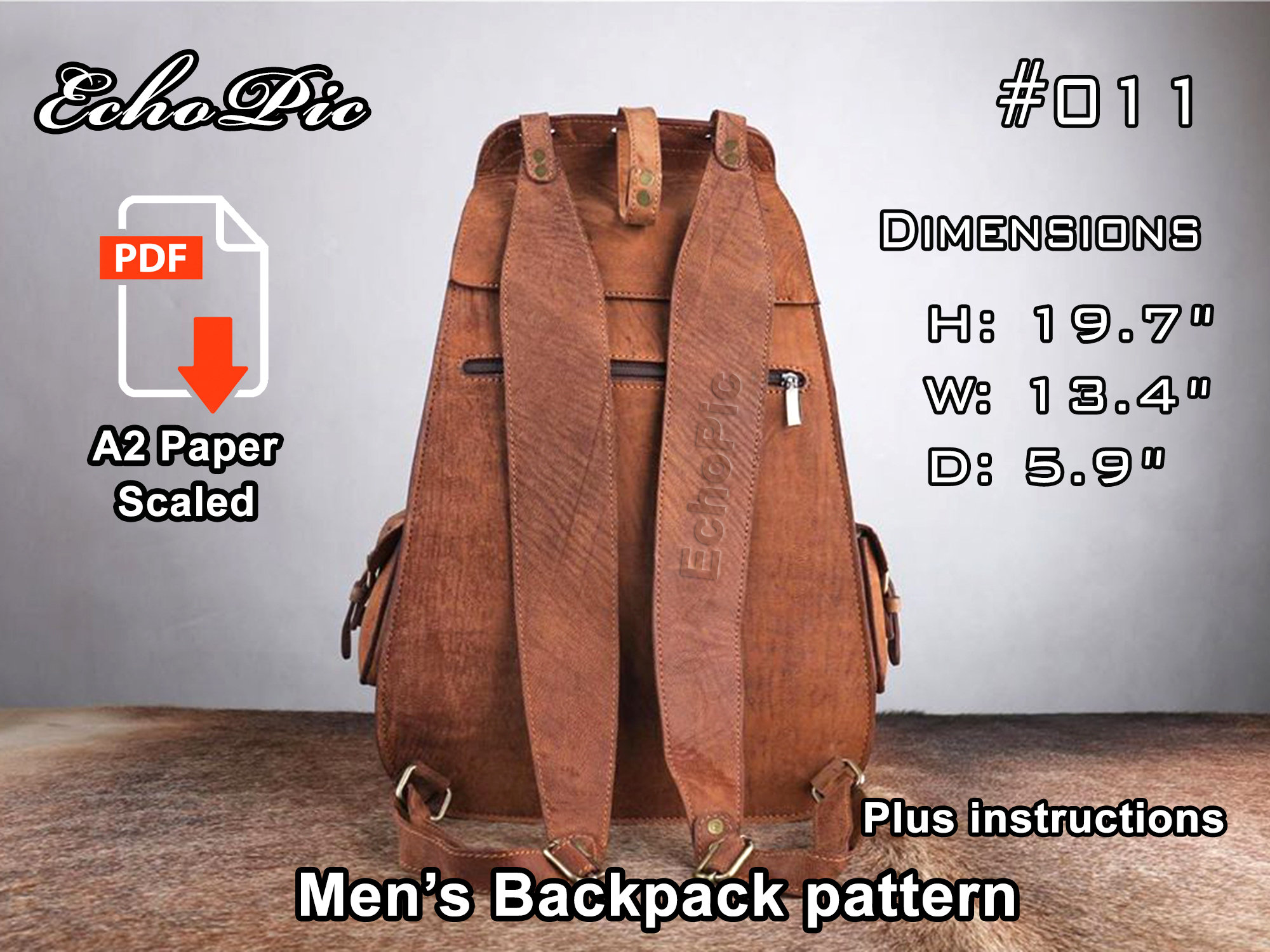 Backpack Pattern - A4 (PDF) - for Handmade Leather Crafts #011 - Etsy