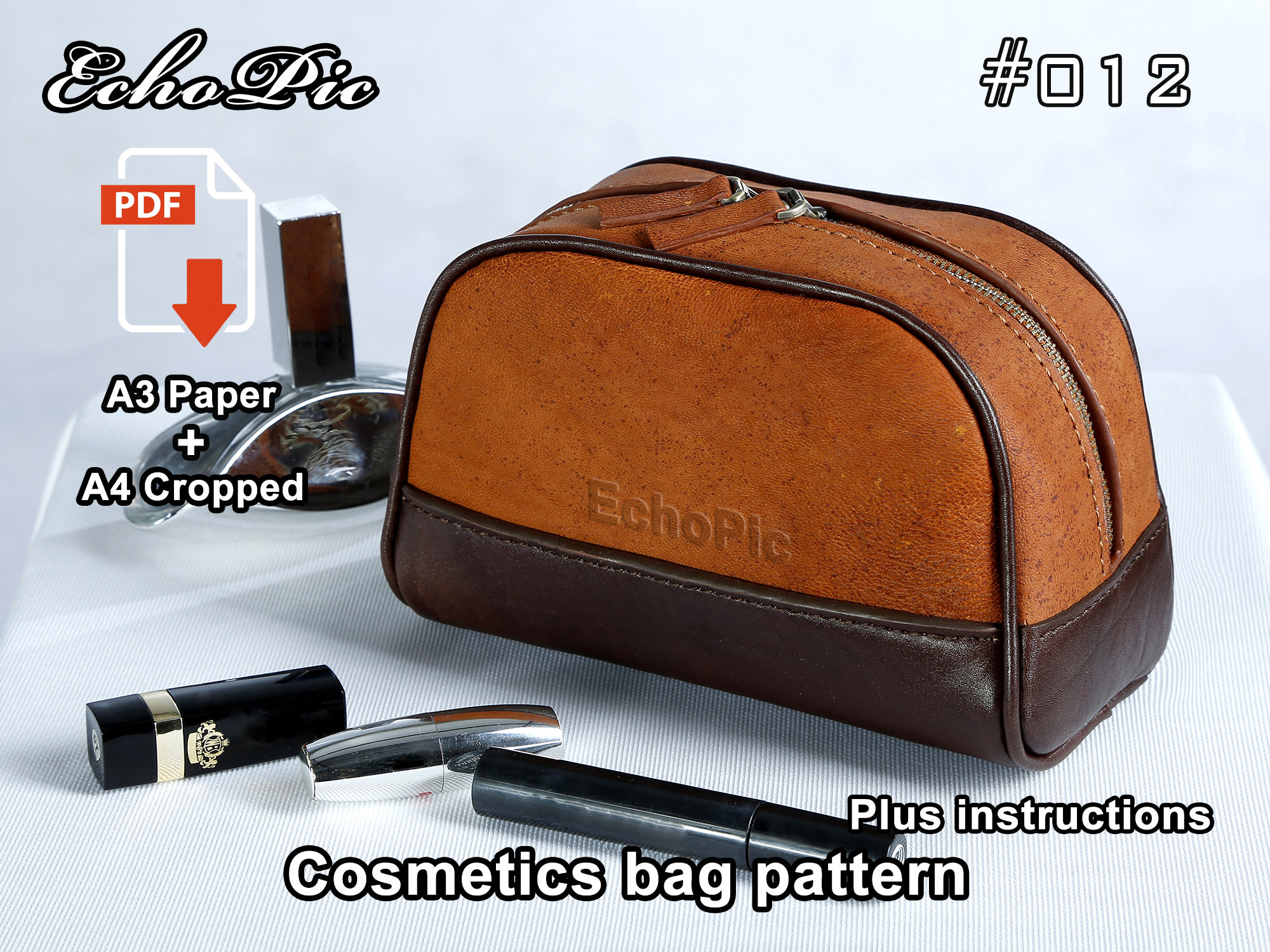 Leather Cosmetics Bag Template Printable Scaled Files pdf - Etsy