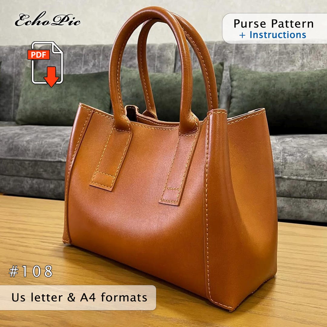 Purse Pattern #108 + Instructions | (PDF A4 and Letter) | Leather Bag Pattern | DIY | Echopic ...