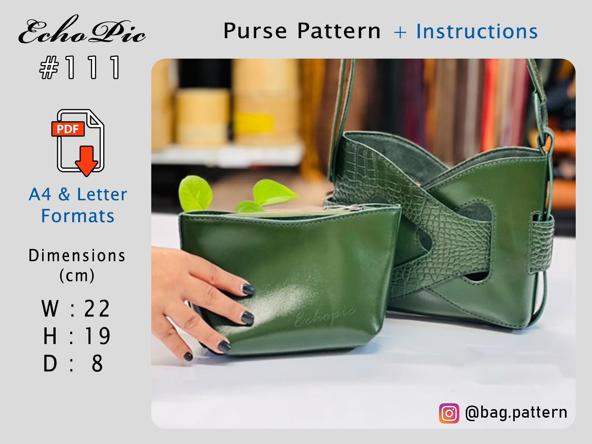Crossbody Bag Pattern #111: Woven Texture Purse Design (PDF A4 & Letter ...