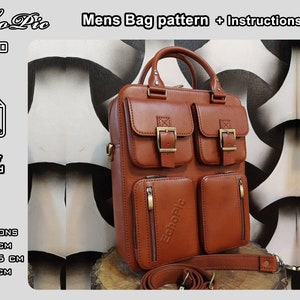 Leather Man's Bag Template - Printable Scaled Files (pdf) - Bag Pattern ...