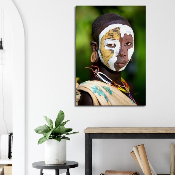 Canvas African Wall Art Portrait of a Woman From the Suri - Etsy