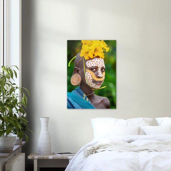 Digital Prints Portrait Woman Suri Tribe in Ethiopia People in Nature ...