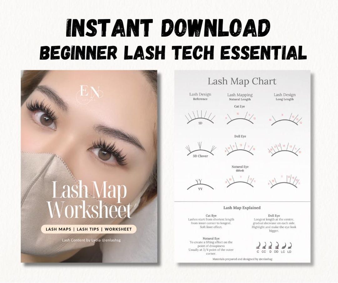 Lash Mapping Practice Chart for Beginners Lash Training Kit, Eyelash Extensions Guide - Etsy