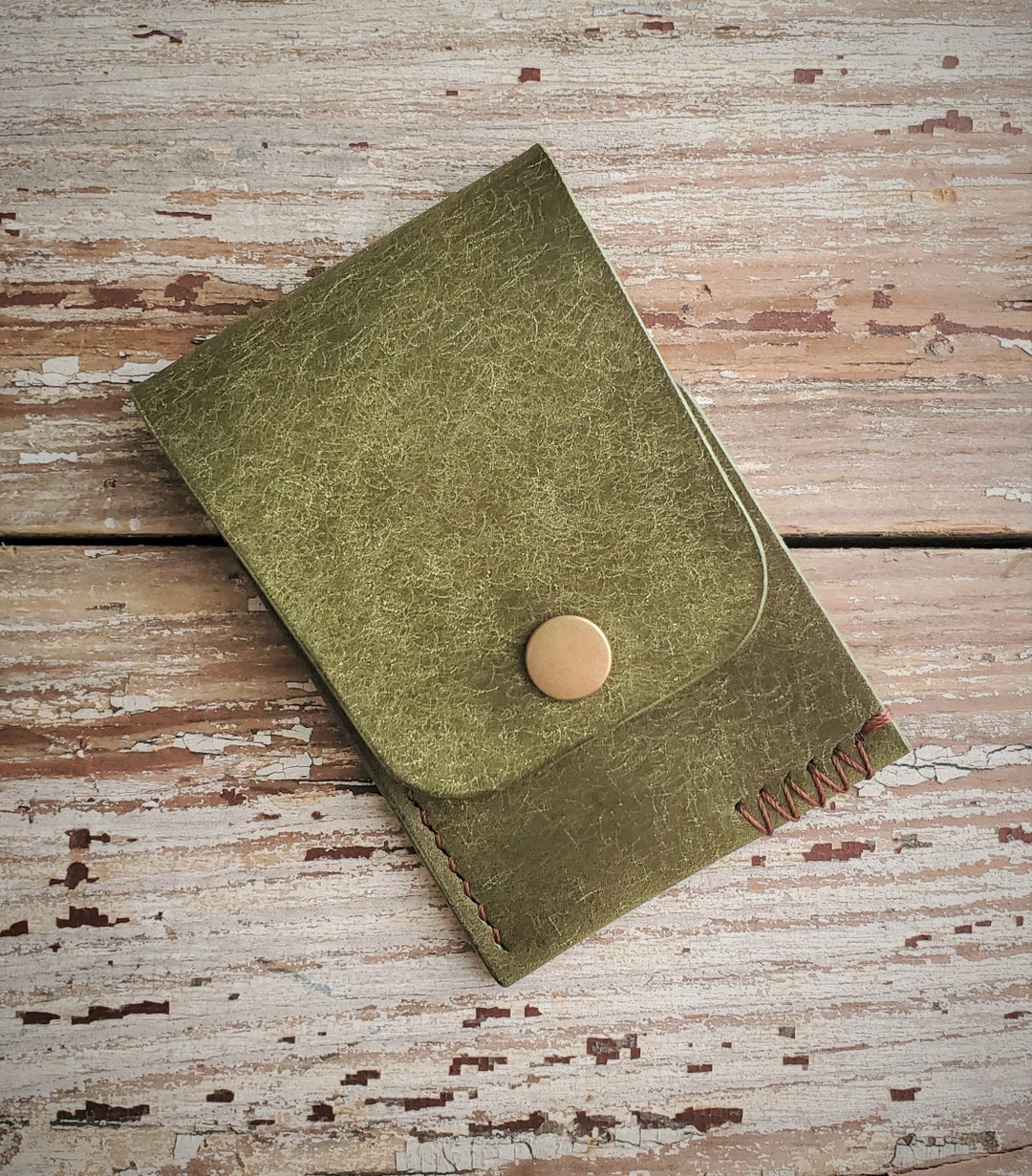 Handmade Olive Leather Snap Wallet – Slim Minimalist Cardholder - Etsy