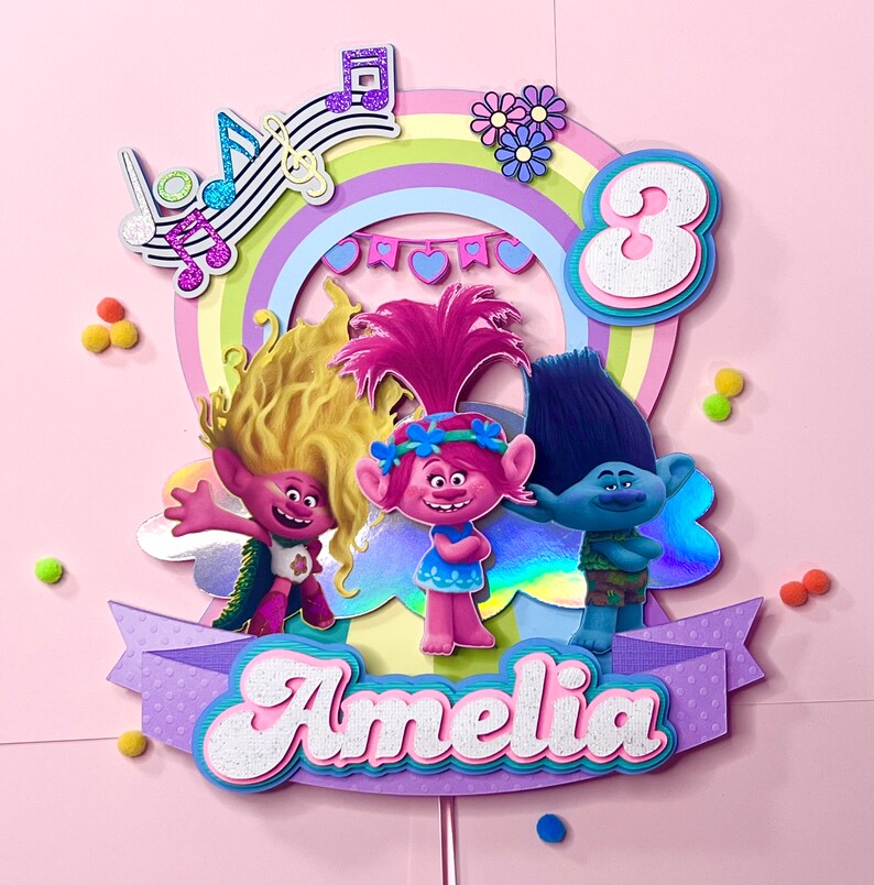 Personalized Trolls Cake Topper: Poppy Birthday Party Decor - Etsy