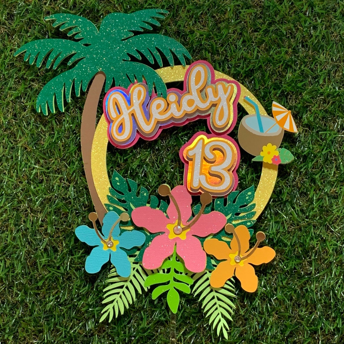 Hawaiian Party Cake Topper Hawaiian Theme Tropical Themed Etsy