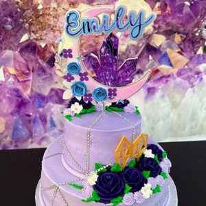 Crystals Themed Cake Topper / Whimsical Cake Topper / Moon Cake Topper ...