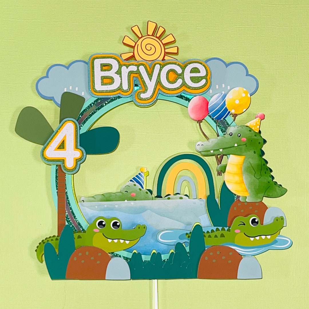 Crocodile Birthday Cake Topper: Personalized Alligator Party Decor - Etsy