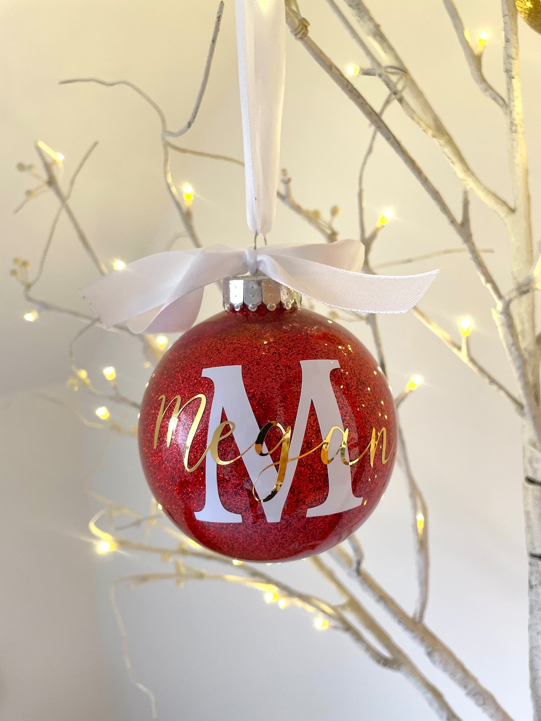 Personalized Glitter Christmas Bauble, Large 10cm Tree Decoration - Etsy