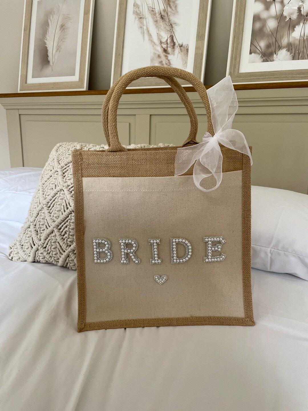 Bride Bag | Wedding Jute Bag | Beach Bag | Hen Party Bag | Bridal Bag ...