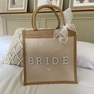 Bride Bag | Wedding Jute Bag | Beach Bag | Hen Party Bag | Bridal Bag ...