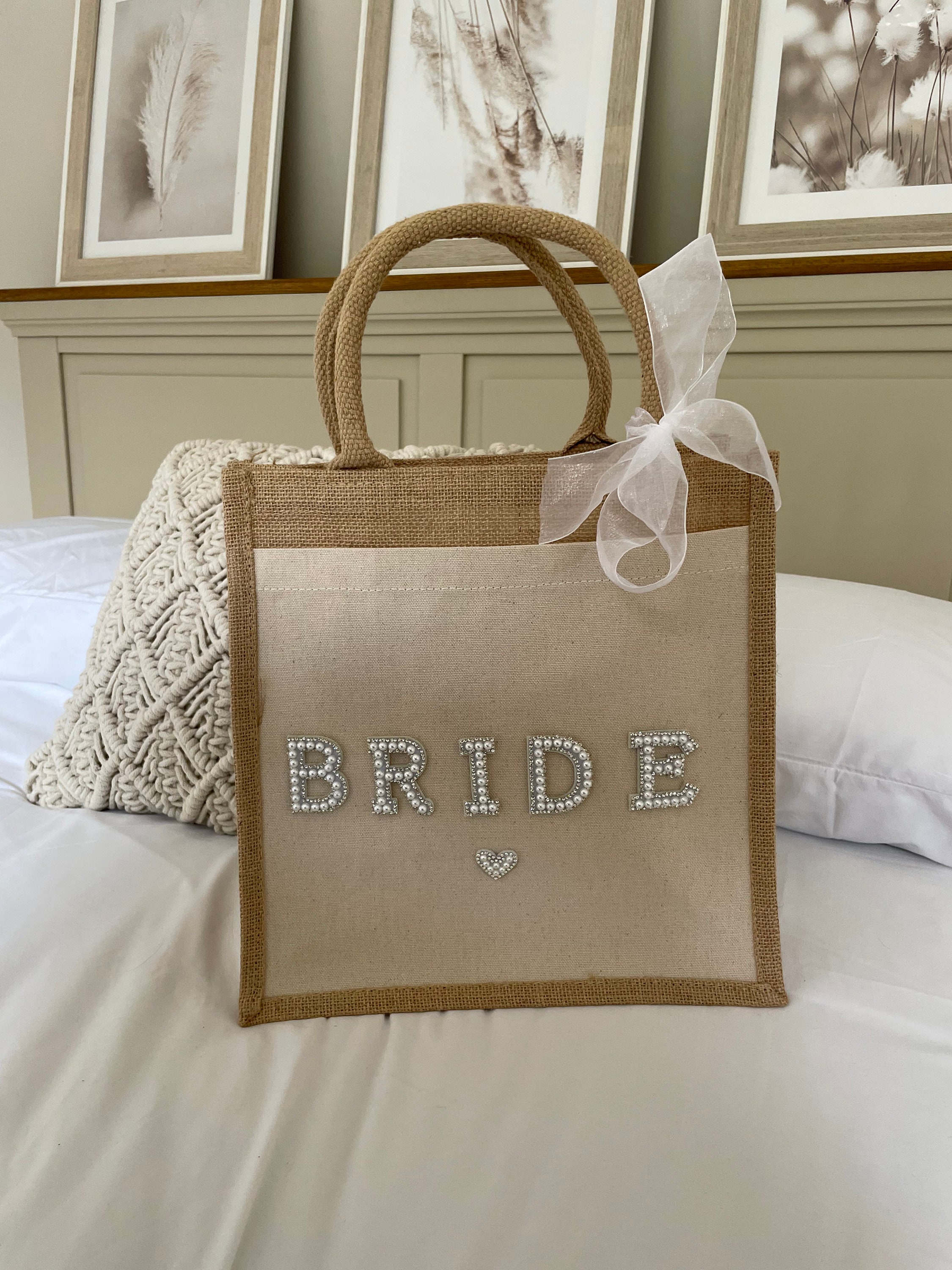 Bride Jute Bag | Rhinestone Bridal Bag, Wedding Day Tote - Etsy