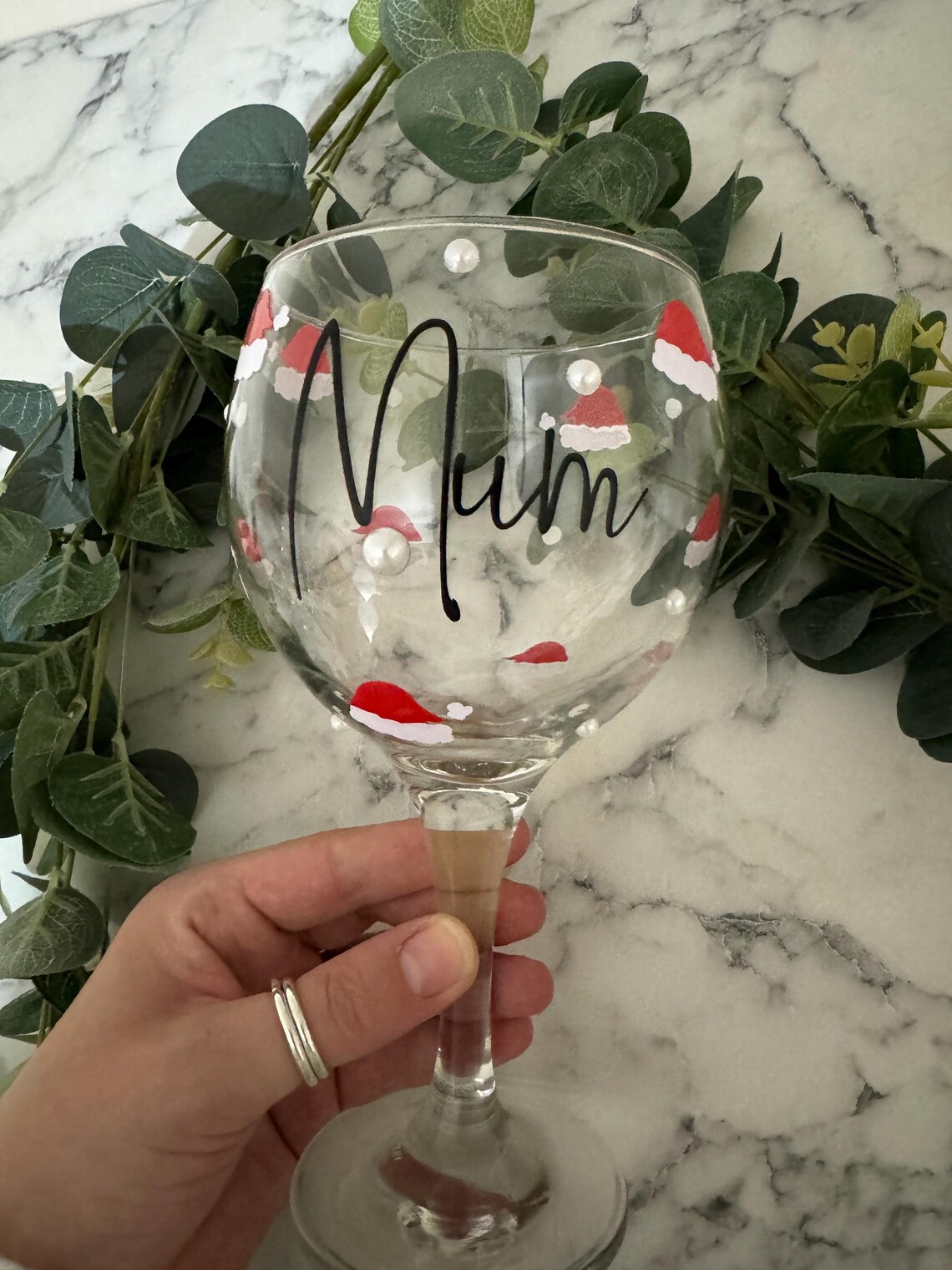 Personalized Christmas Glassware | Santa Hat Gin, Wine, Mug - Etsy