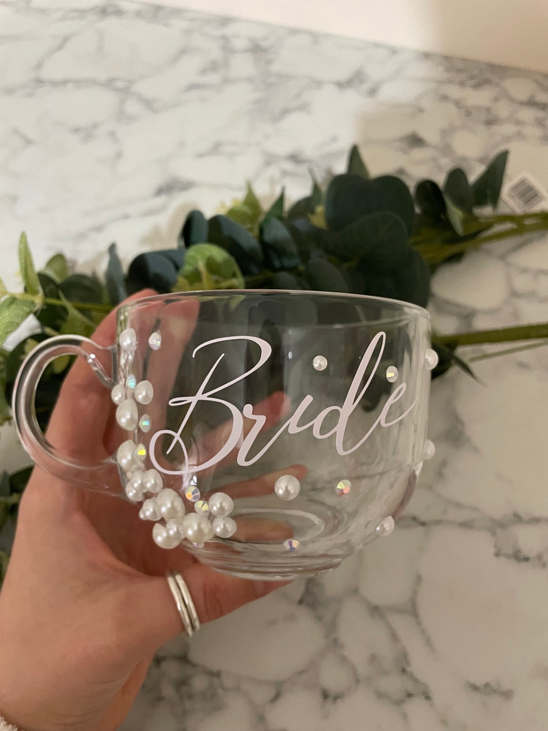 Personalised Pearl Mug Glass Birthday Gift Wedding Gift Bridesmaids ...