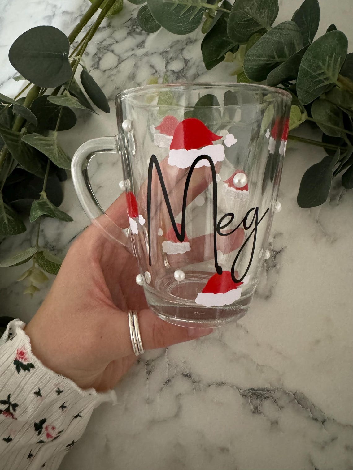 Personalized Christmas Glassware | Santa Hat Gin, Wine, Mug - Etsy