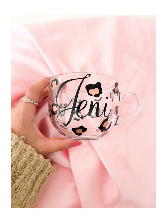 Personalised Leopard Print Jumbo Glass Mug 500ml Birthday Gift Christmas Gift Wedding Favour Coffee Mug Etsy UK