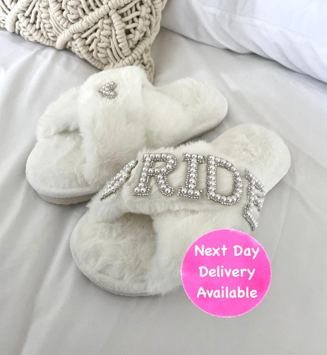 Bride Slippers | Wedding Day | White Bride Slippers | Hen Party ...
