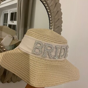 Bride Hat Straw Wedding Hen Party Bachelorette Holiday Panama Beach Sun ...