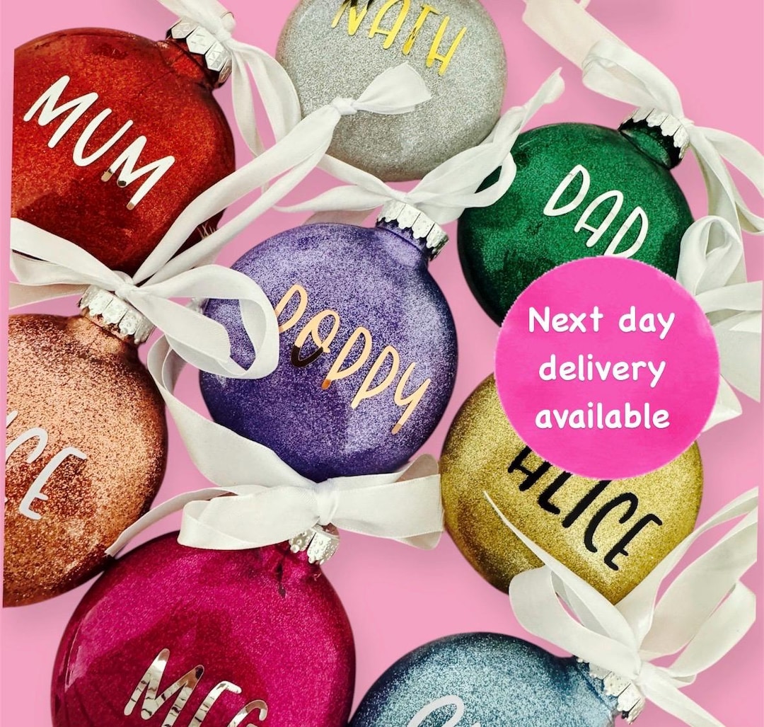 Personalised Glitter Christmas Bauble, Extra Large 10cm, Tree ...