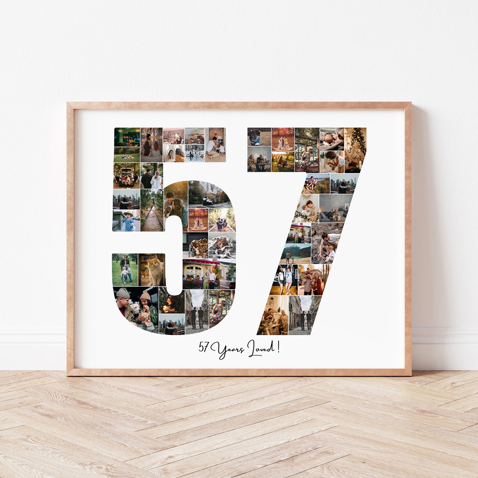 EDITABLE Custom 57 Years Photo Collage Template 57th - Etsy