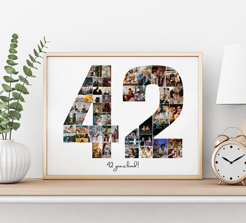 EDITABLE Custom 42nd Birthday Gift, 42 Anniversary Photo Collage ...