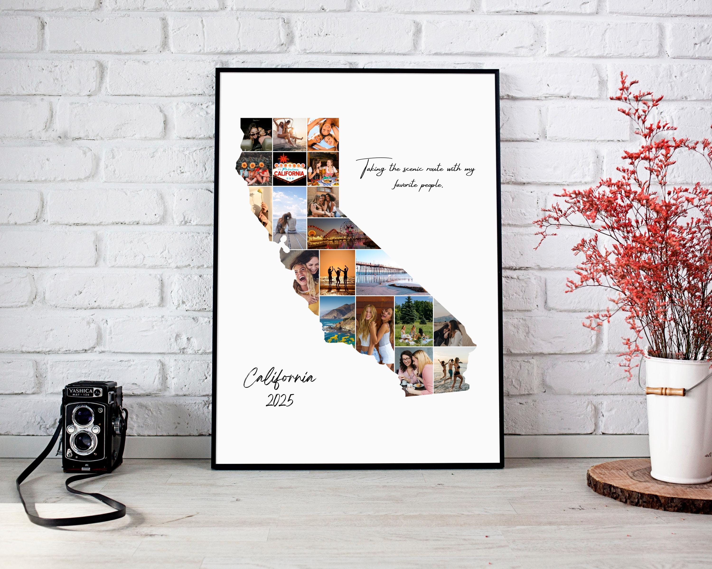 DIGITAL California Photo Collage, Cali State Map Wall Art, Usa Map ...