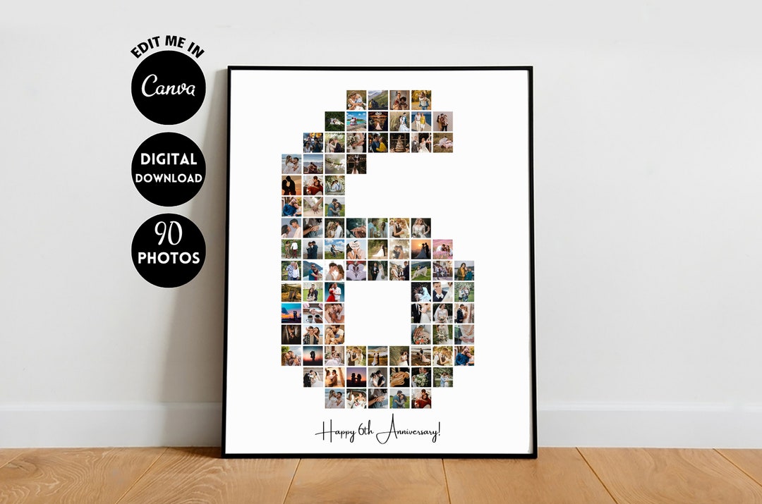 EDITABLE Custom 90 Photos, 6 Year Anniversary Gift for Boyfriend ...