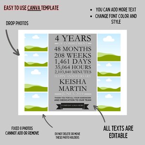 4 Years Employee Work Anniversary Photo Collage Template Gift (digital ...