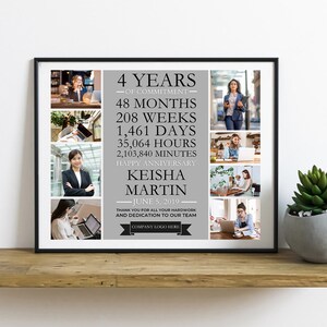 4 Years Employee Work Anniversary Photo Collage Template Gift (digital ...