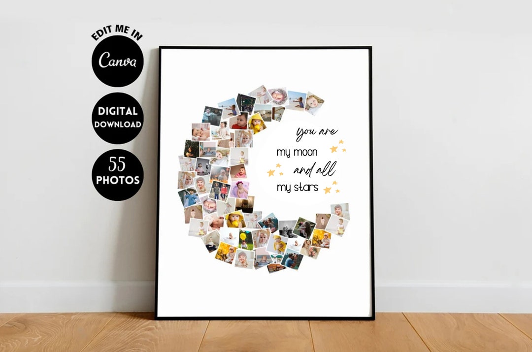 EDITABLE Moon Design Photo Print, Digital Art Print, Anniversary Gift ...