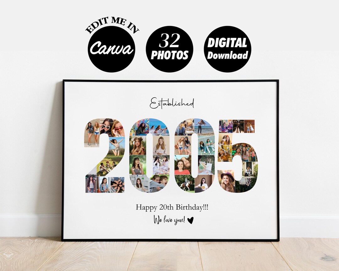 Custom 2005 Photo Collage Template, 20th Anniversary, 20th Birthday ...