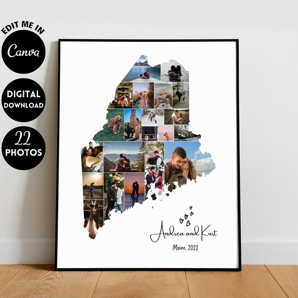 Maine Map Art - Etsy