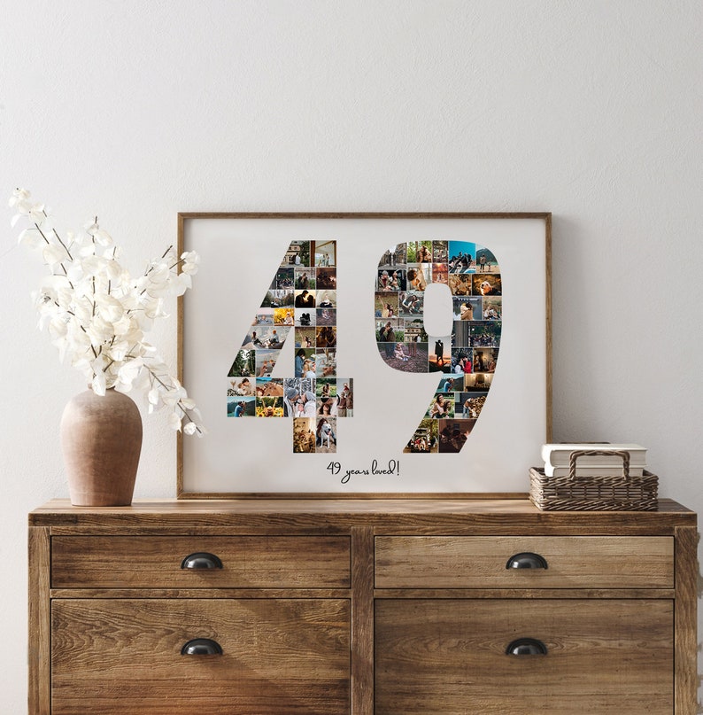 EDITABLE Custom 49 Photo Collage Template, 49th Birthday Print ...
