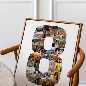 EDITABLE Custom 8th Anniversary Photo Collage Gift, Number Collage, 8 ...