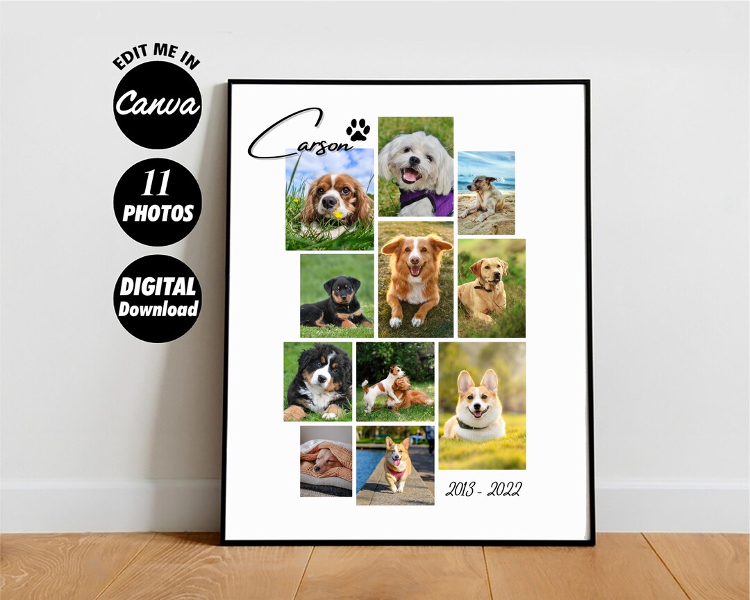 Custom Gift Dog Memorial Photo Collage, Remember Gift, Puppy, Pet Loss ...