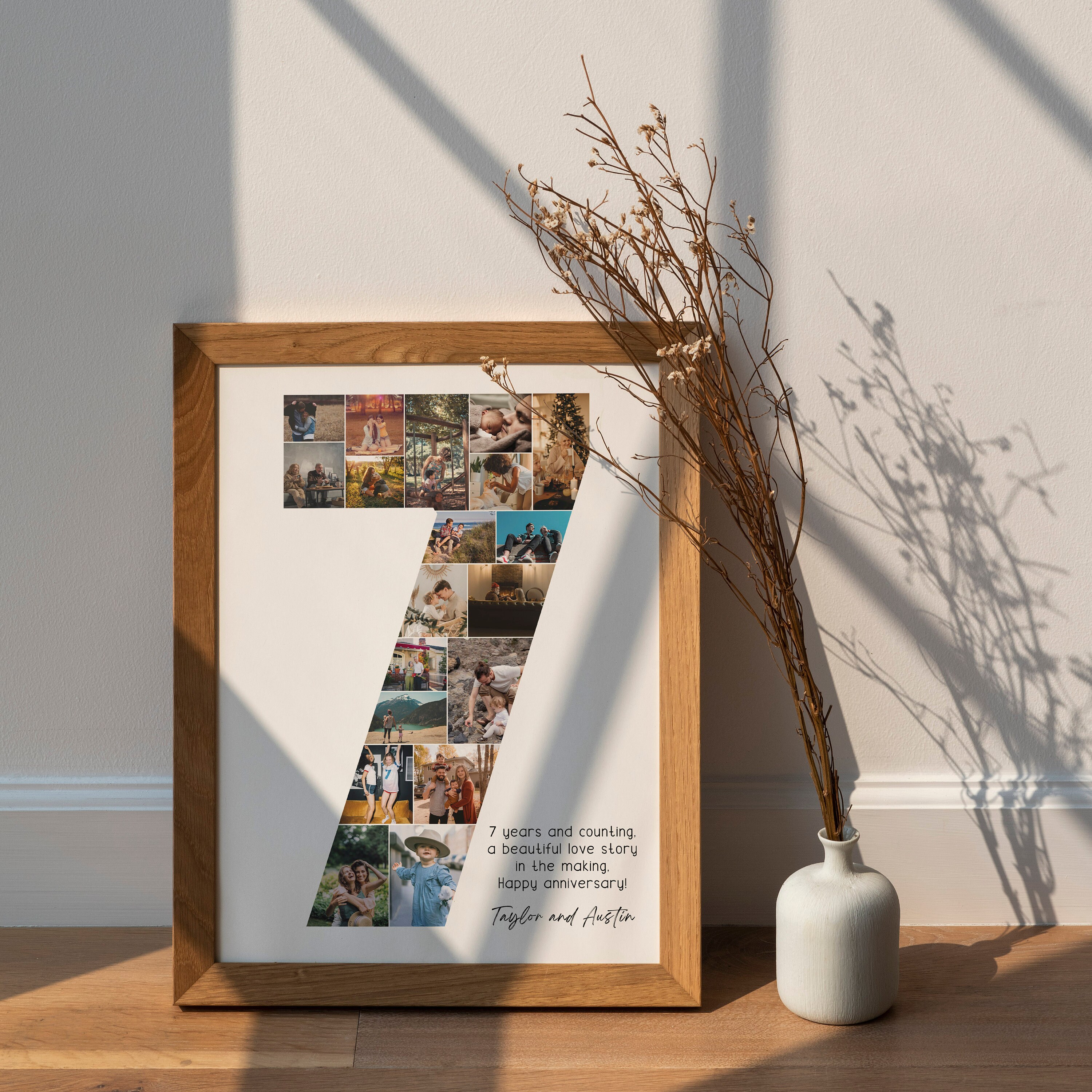 EDITABLE Custom 7 Year Anniversary Photo Collage 7th - Etsy