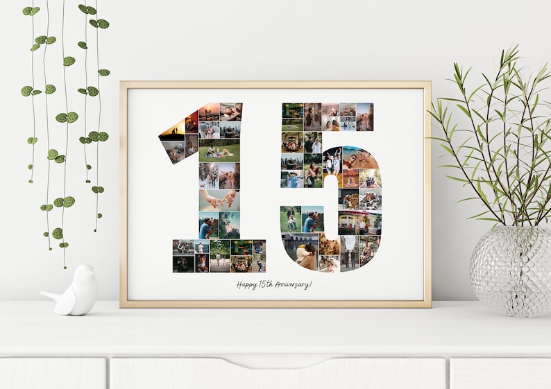 EDITABLE Custom 15 Years Photo Collage Anniversary Gift for - Etsy