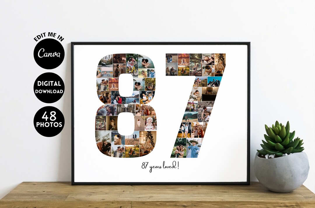 EDITABLE Custom 87 Years Birthday Photo Collage | 87th Anniversary ...